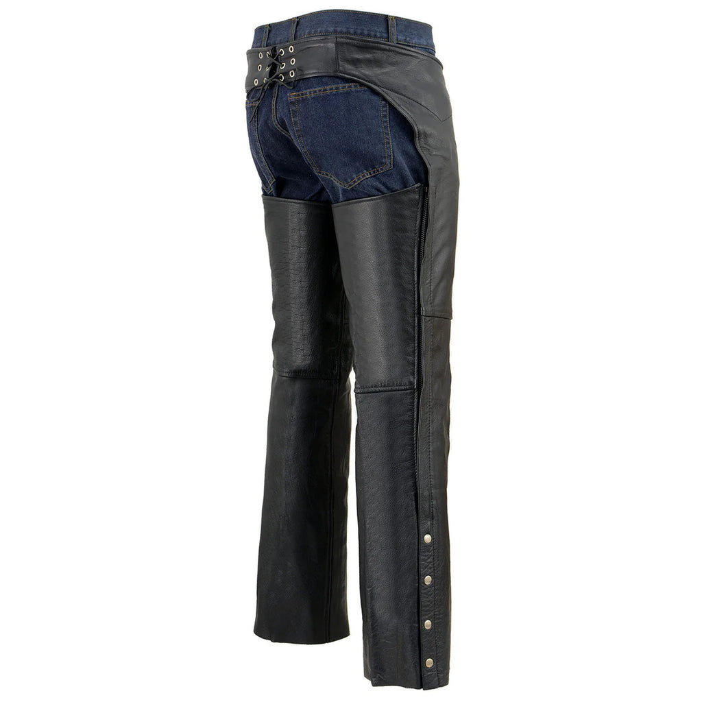 Men's Black Classic Fully Lined Leather Chaps – Bikers Gear Online