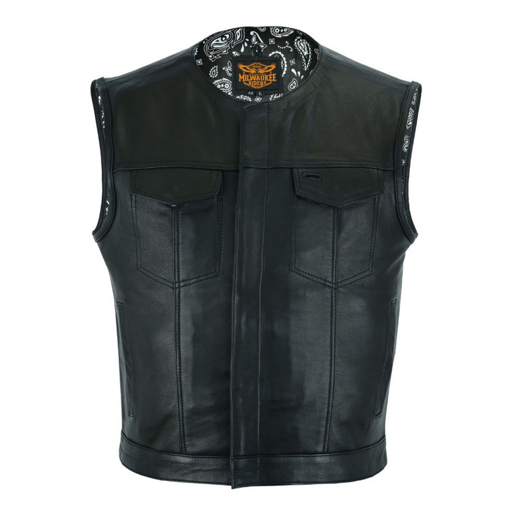 Mens Club Vest Black with Paisley Liner – Bikers Gear Online