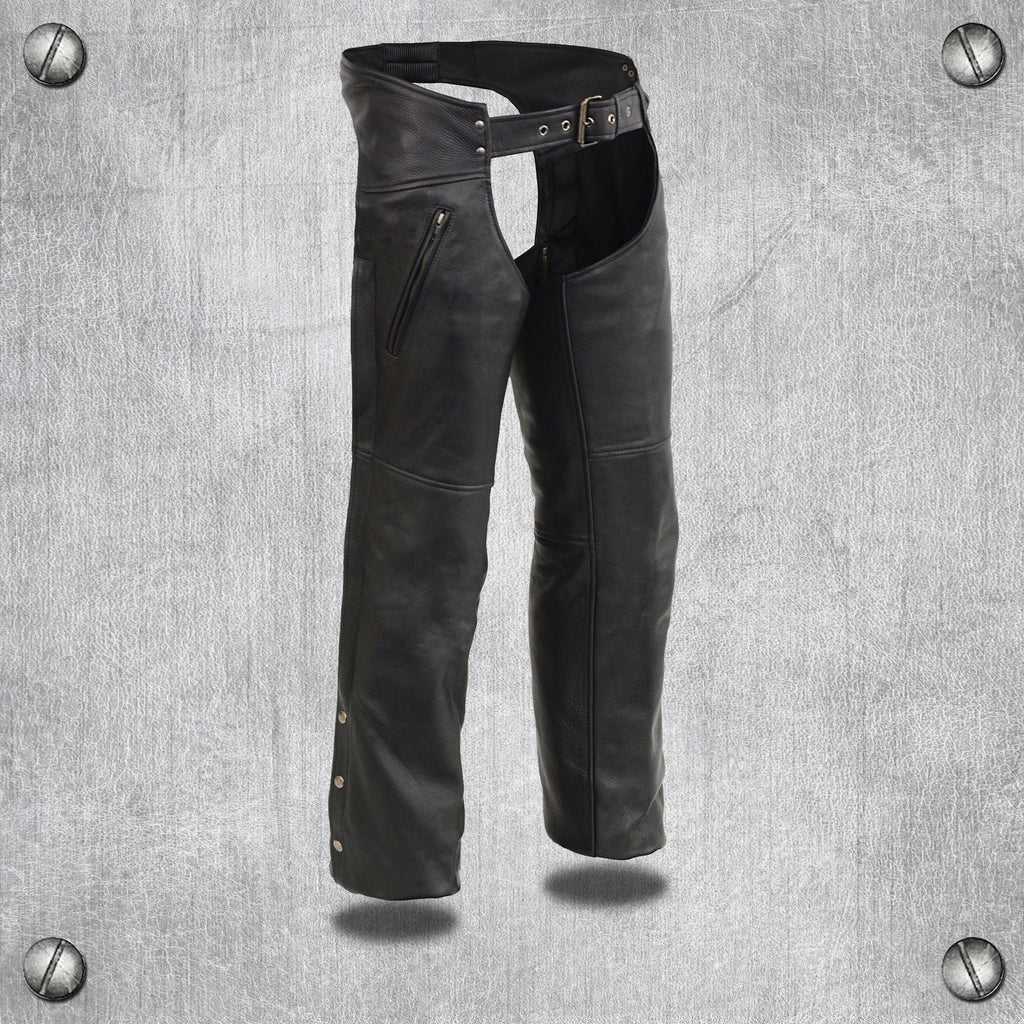 Men’s Leather Chaps w/ Zippered Thigh Pockets & Heated Technology ...